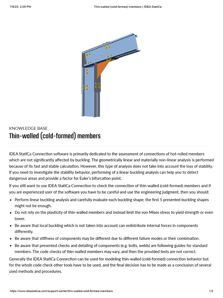 Thin Walled Cold Formed Members Idea Statica Pdf Buckling Physical Sciences