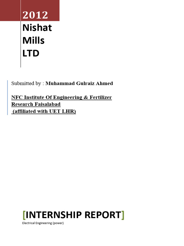 Internship Report For Electrical Enginee | PDF | Electric Motor | Boiler