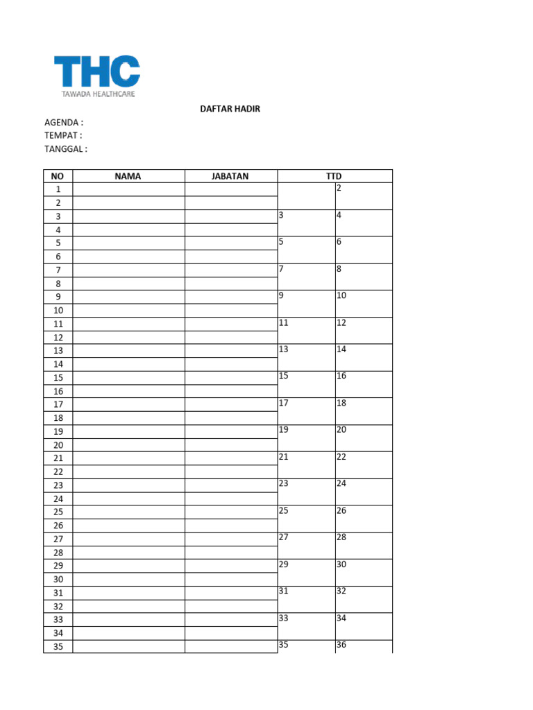 Daftar Hadir Thc | PDF
