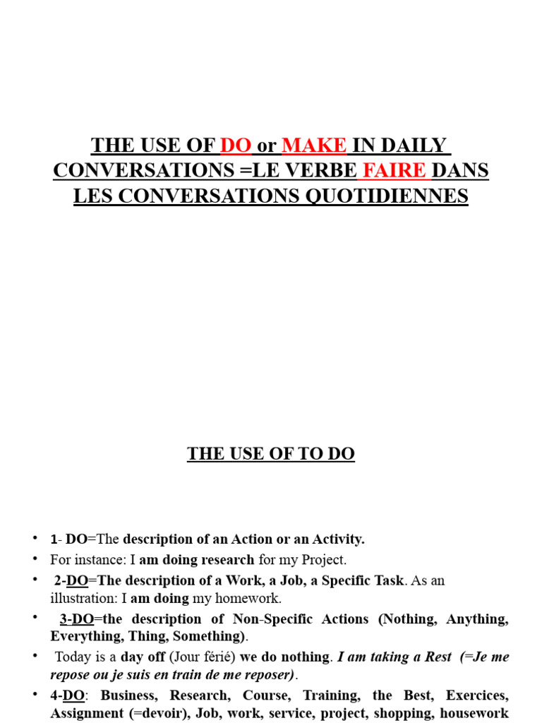 DO and MAKE. | PDF | Meal