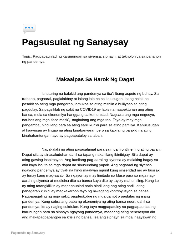 Pagsusulat NG Sanaysay-1 | PDF