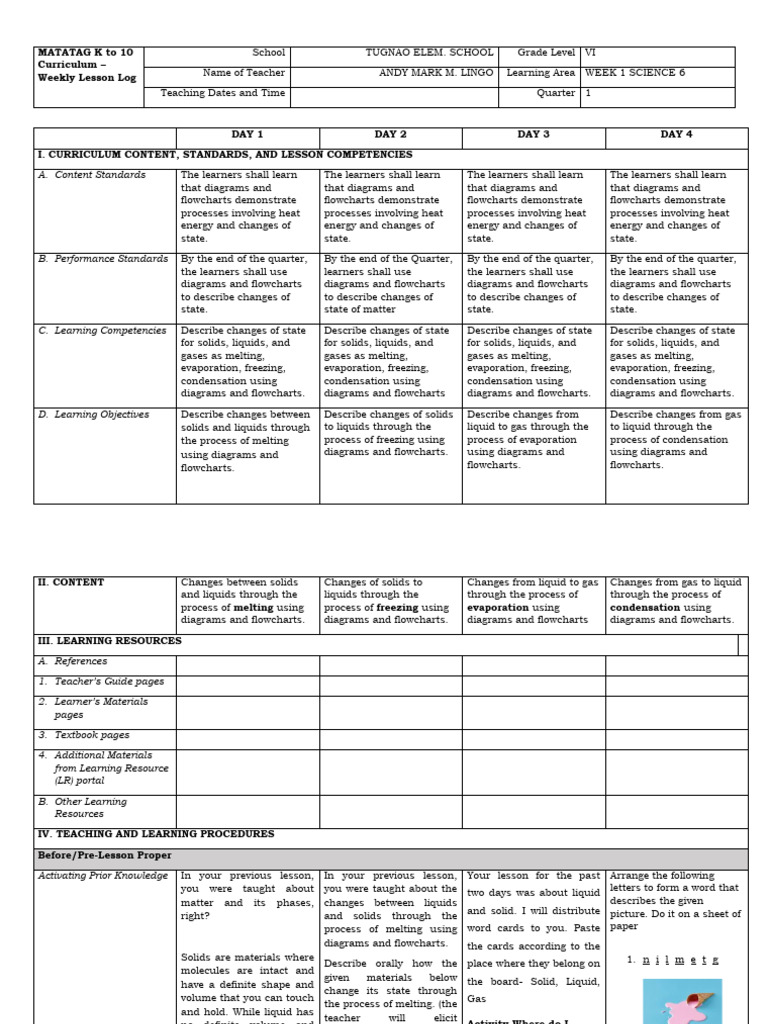 LE Science6 Q1 Week1 v1 | PDF | Water | Evaporation