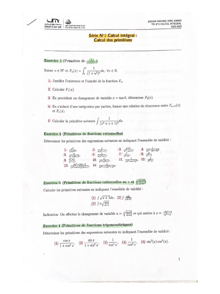 Calcul Integral TD 2 | PDF