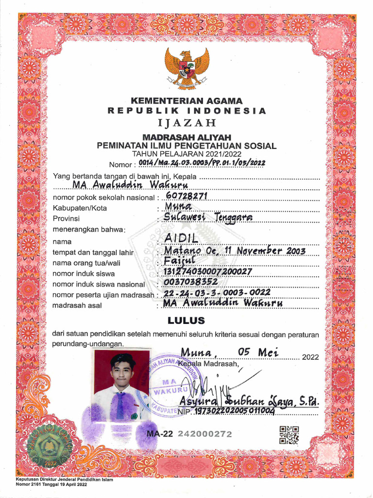 Ijazah Aidil | PDF