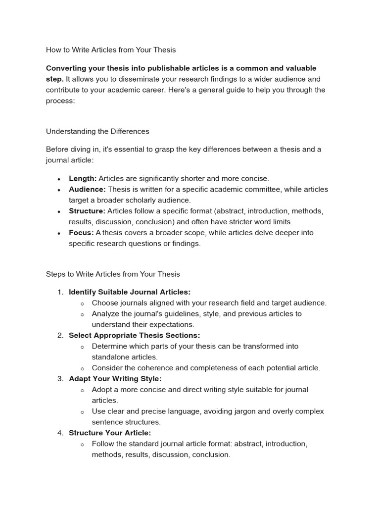 How To Write A Article For Thesis For Final Year | PDF | Thesis ...