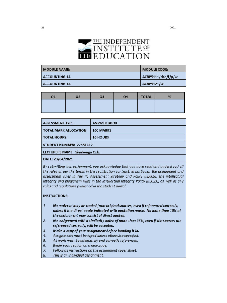 A1 Assignment | PDF | Financial Statement | Banks