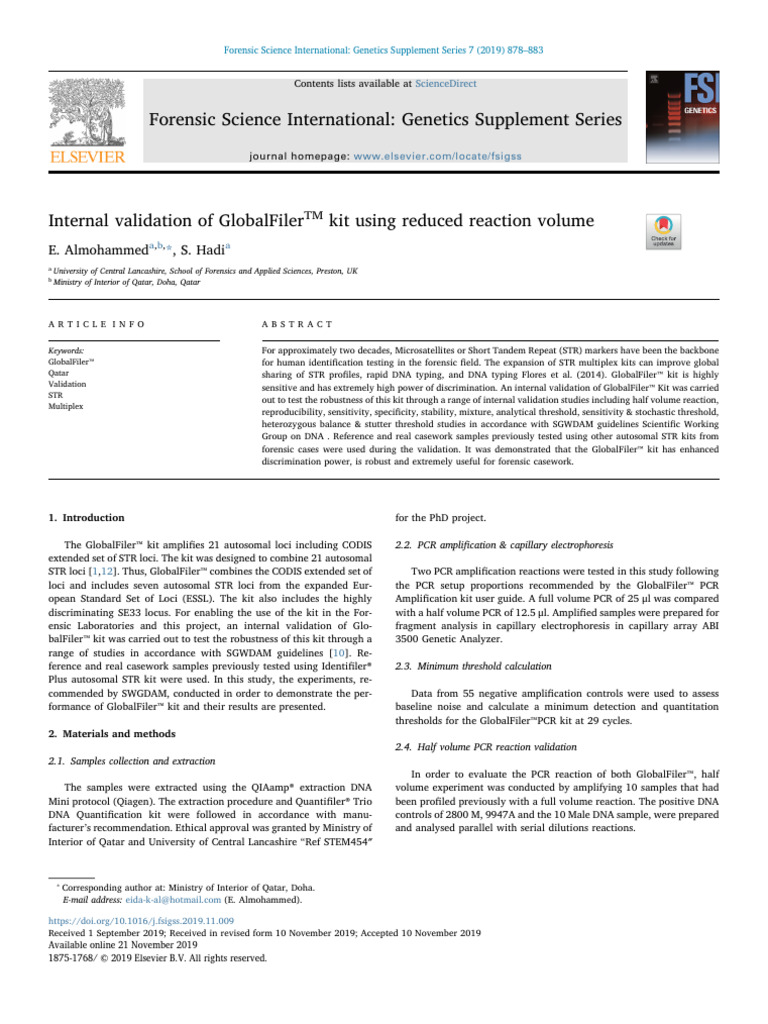 GlobalFilerTM Kit Using Reduced Reaction Volume | PDF | Dna Profiling ...