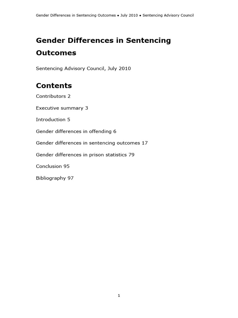 Gender Differences in Sentencing Outcomes | PDF | Crimes | Crime & Violence