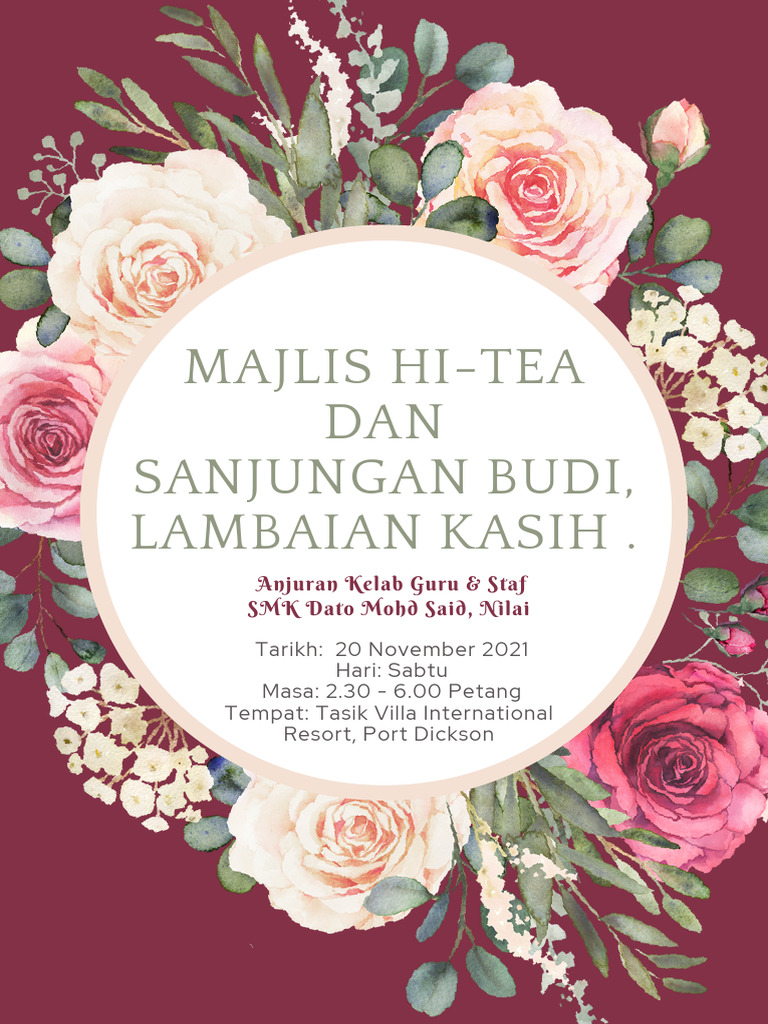 Tentatif Majlis Hi Tea SMKDMS | PDF