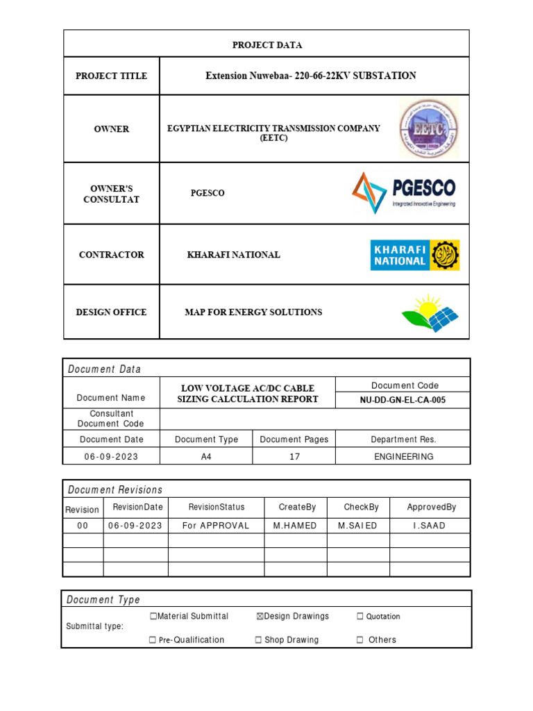 Low Voltage Cable Sizing Report | PDF | Electrical Wiring | Physical ...