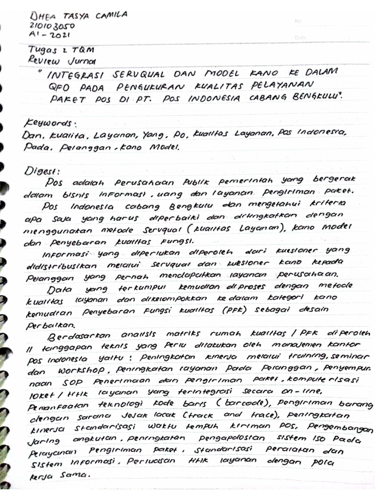 Dhea Tasya A1 210103050 Tugas 4 TQM Review | PDF