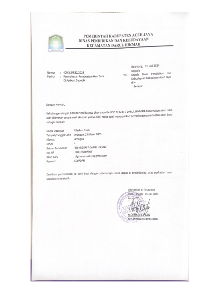 Pemohon Aku. Baru Dapodik | PDF