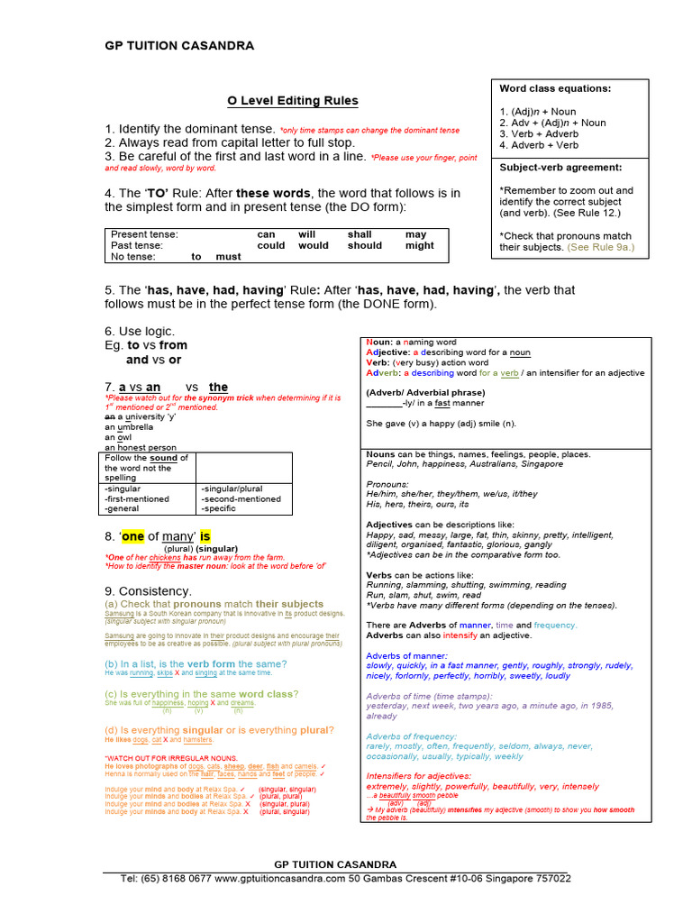 O EL Editing Rules 2023 | PDF | Adverb | Part Of Speech