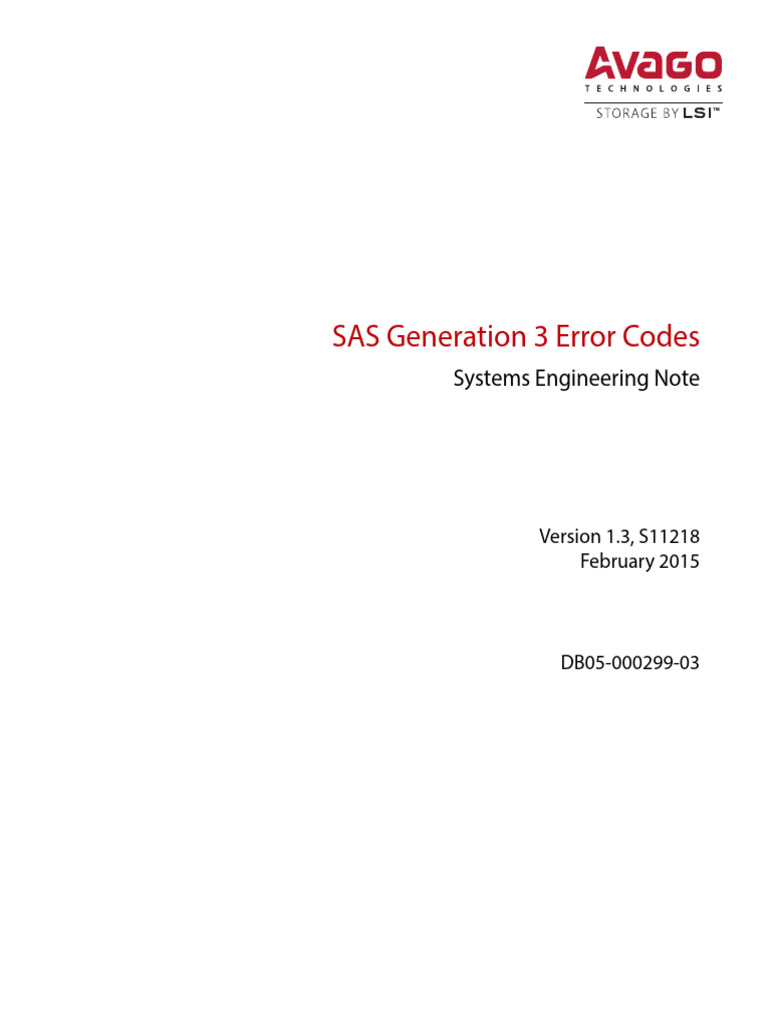 S11218 v1.3 SAS Gen3 Error Codes | PDF | Office Equipment | Computer ...