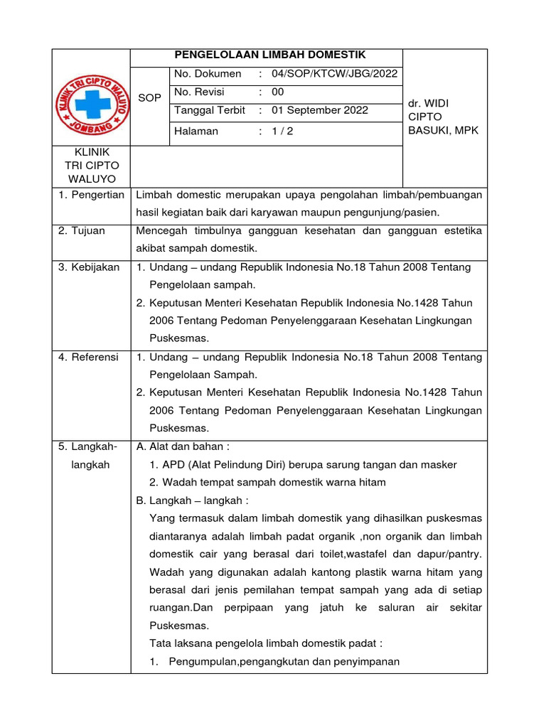 Pengelolaan Limbah Domestik Puskesmas | PDF | Griya & Taman | Sains & Matematika