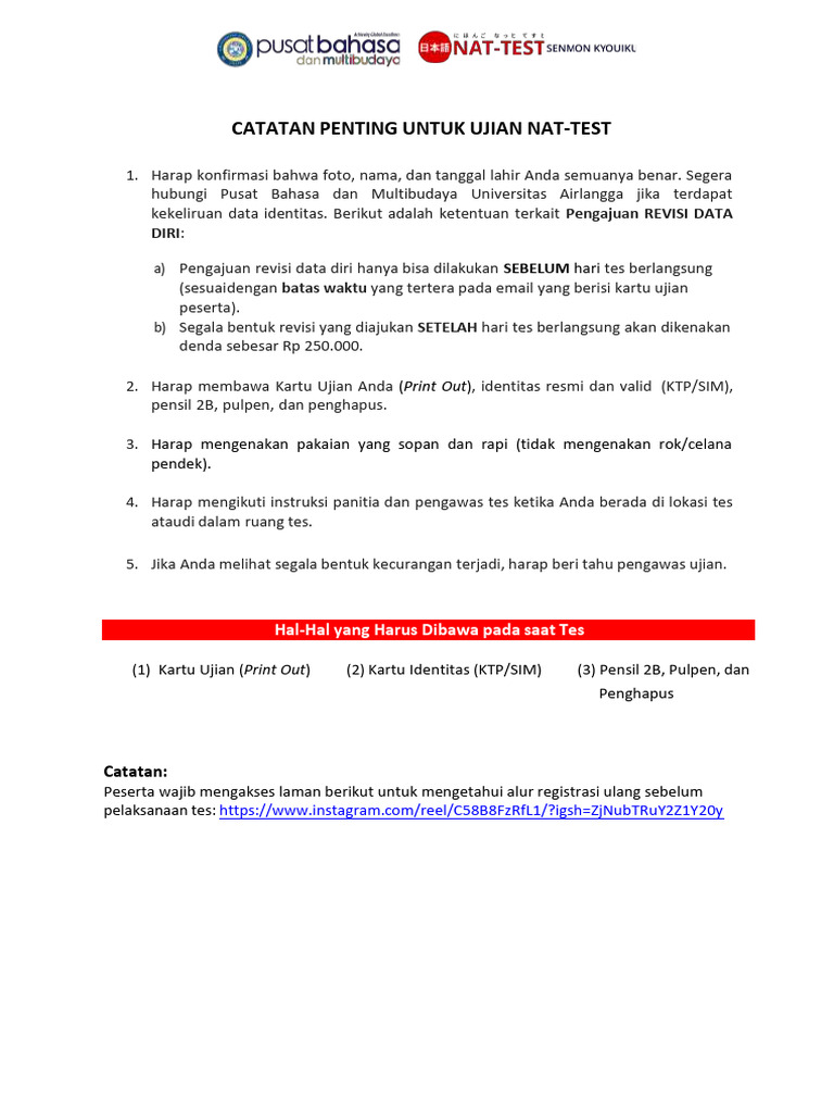 Panduan Ujian NAT-Test 2025 | PDF | Kajian Bahasa Asing
