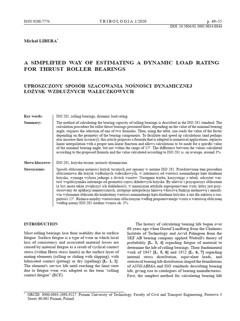 A Simplified Way of Estimating A Dynamic Load Rating | PDF ...
