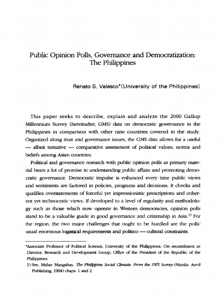 6 Special Edition Public Opinion Polls, Governance and Democratization ...
