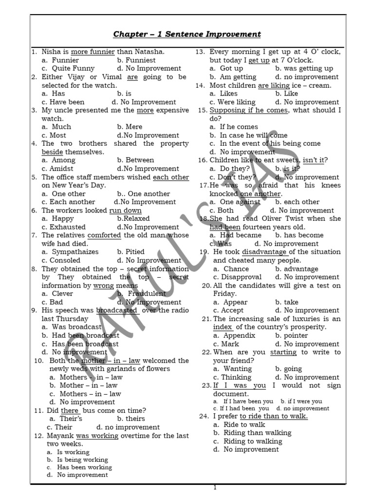 English MCQ Practice | PDF