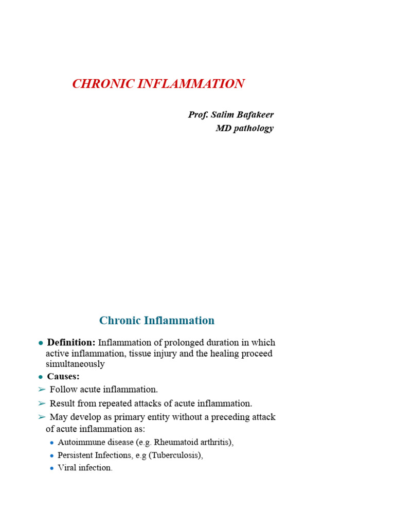 Chronic-Inflammation. Pathology | PDF | Inflammation | Tuberculosis