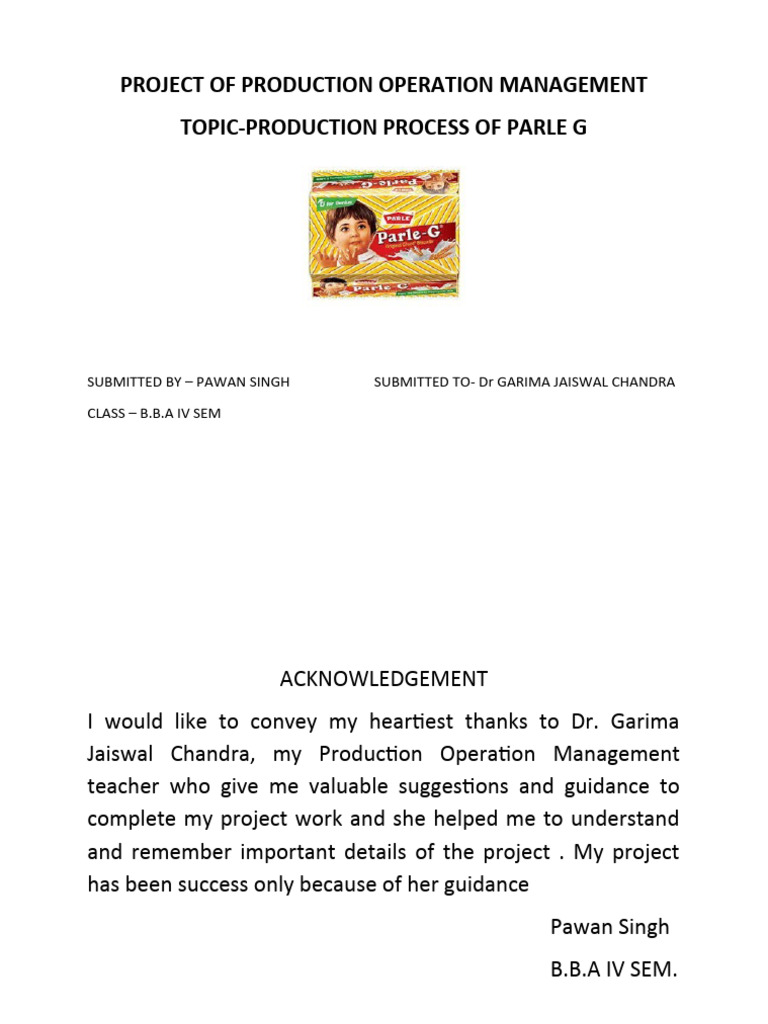 Project of Production Operation Management Topic-Production Process of ...