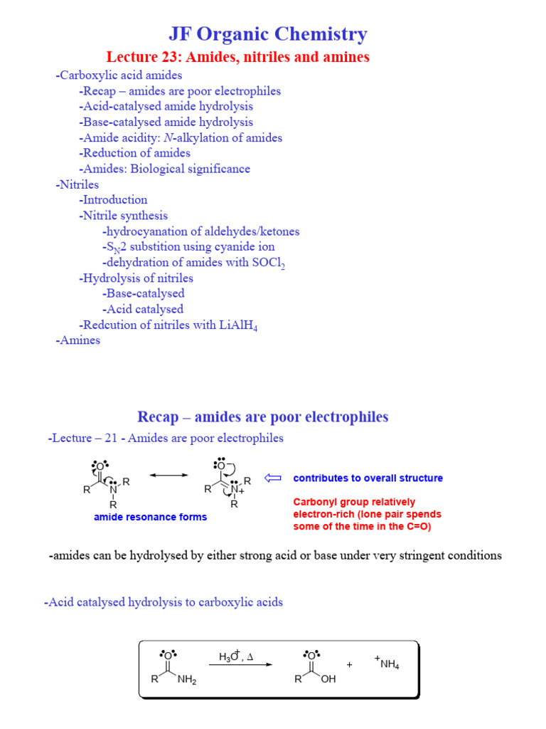 Nitrile and Amide Chemistry Overview | PDF | Amine | Amide