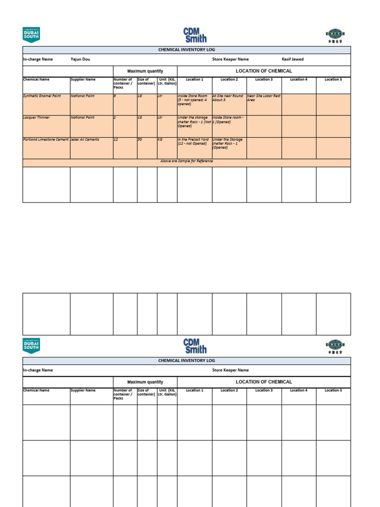 Chemical Inventory Log - May 22 | PDF | Technology & Engineering