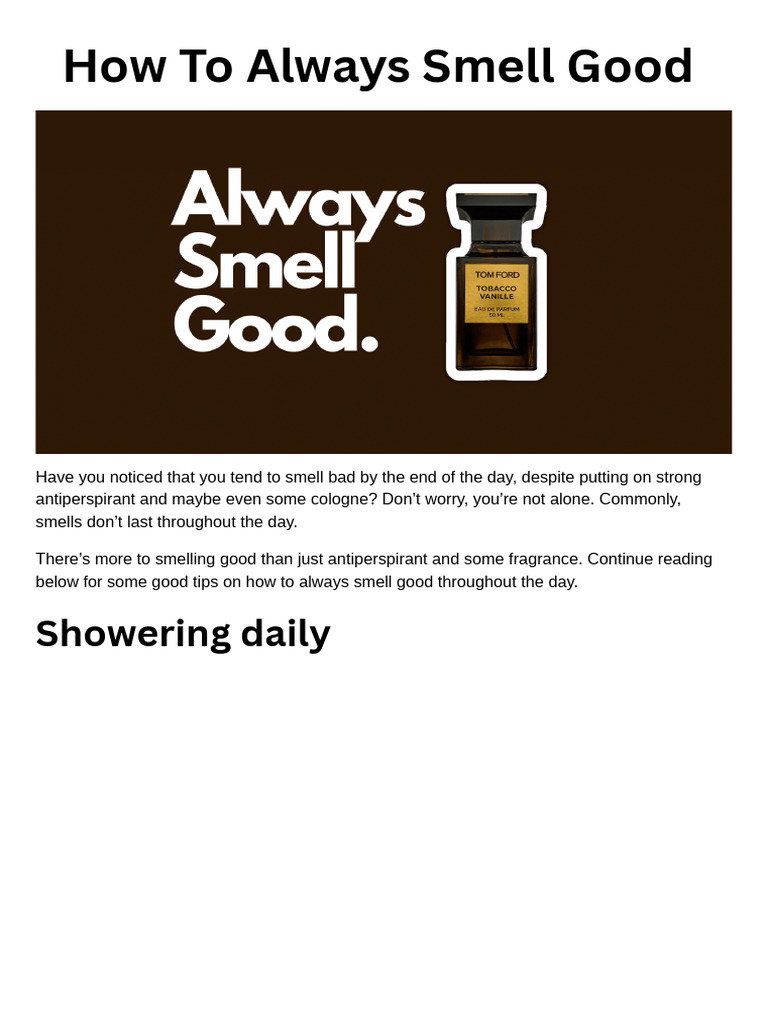 Tips to Always Smell Good | PDF | Odor | Perfume