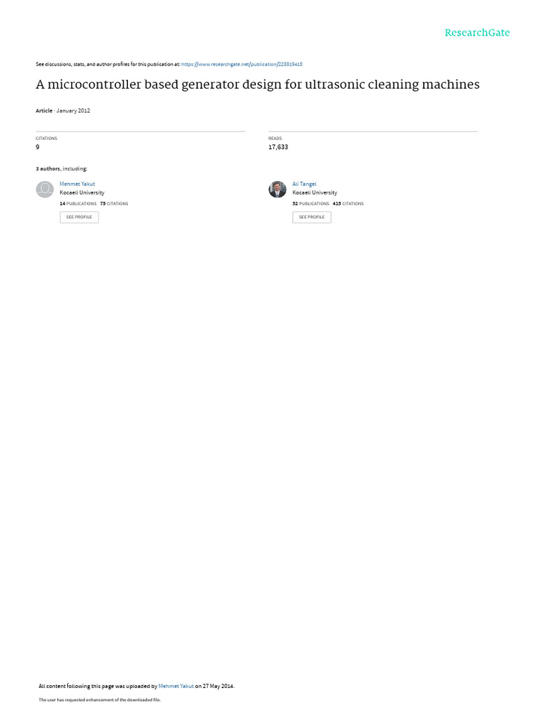 A Microcontroller Based Generator Design For Ultra | PDF | Ultrasound ...