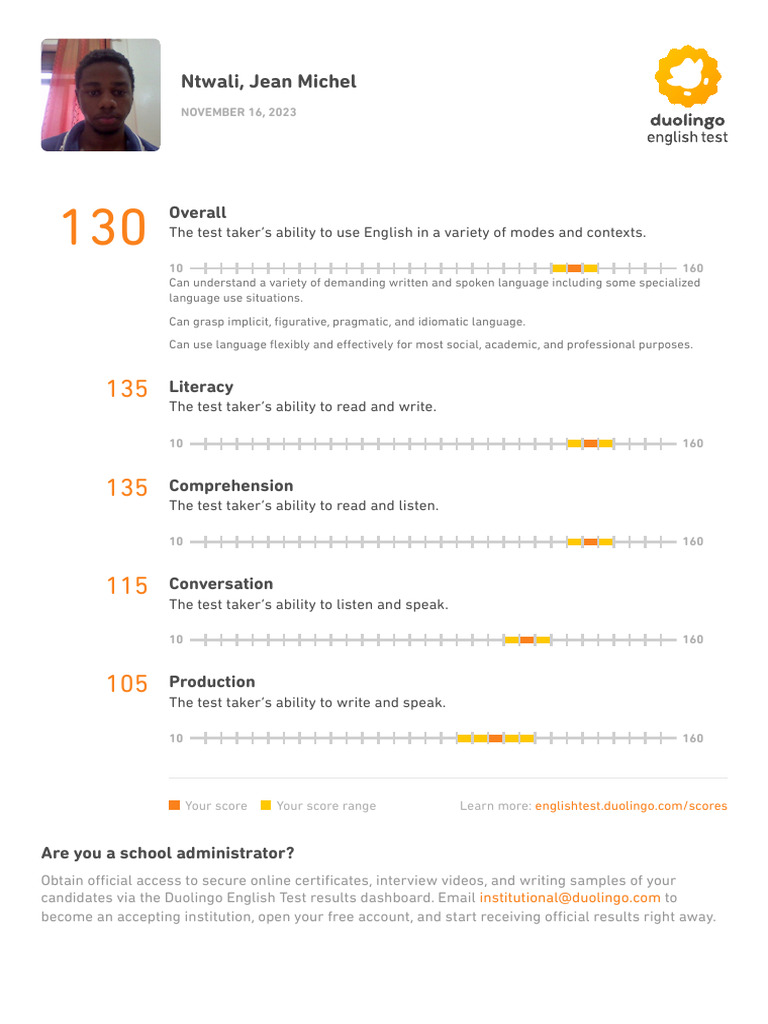 Duolingo English Test Score Overview | PDF