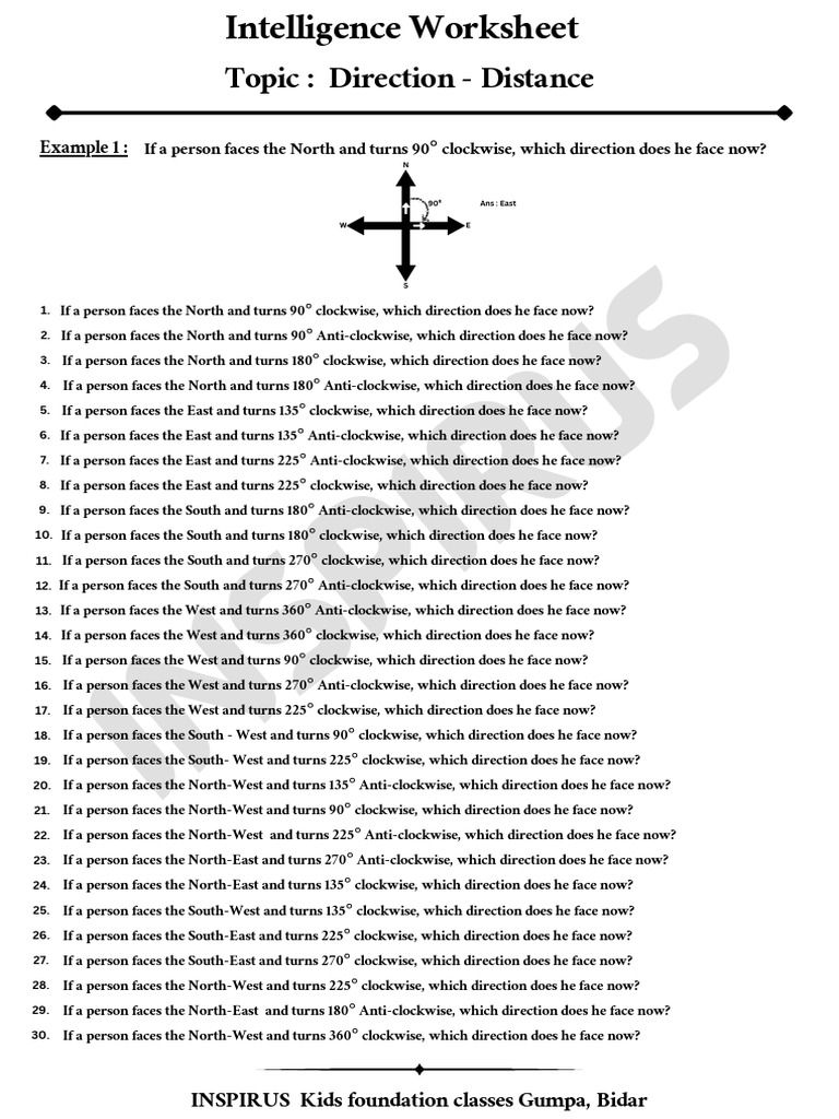 4th Basic Direction and Distance Questions | PDF | Space | Navigation