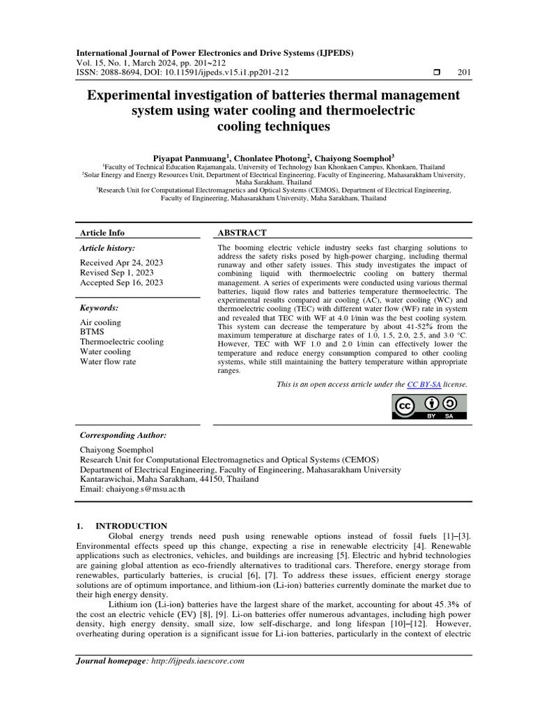 Experimental investigation of batteries thermal management system using ...