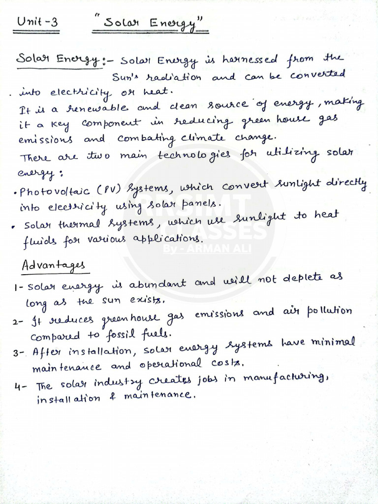 Energy Science-Unit-3 Combined Notes | PDF