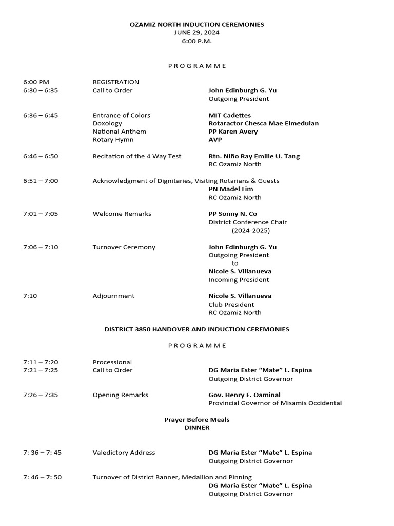 Handover and Induction Ceremonies 1 | PDF