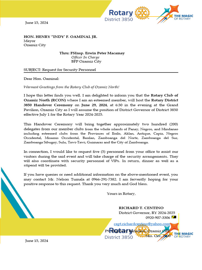 Letter For PNP and MIT For Colors | PDF