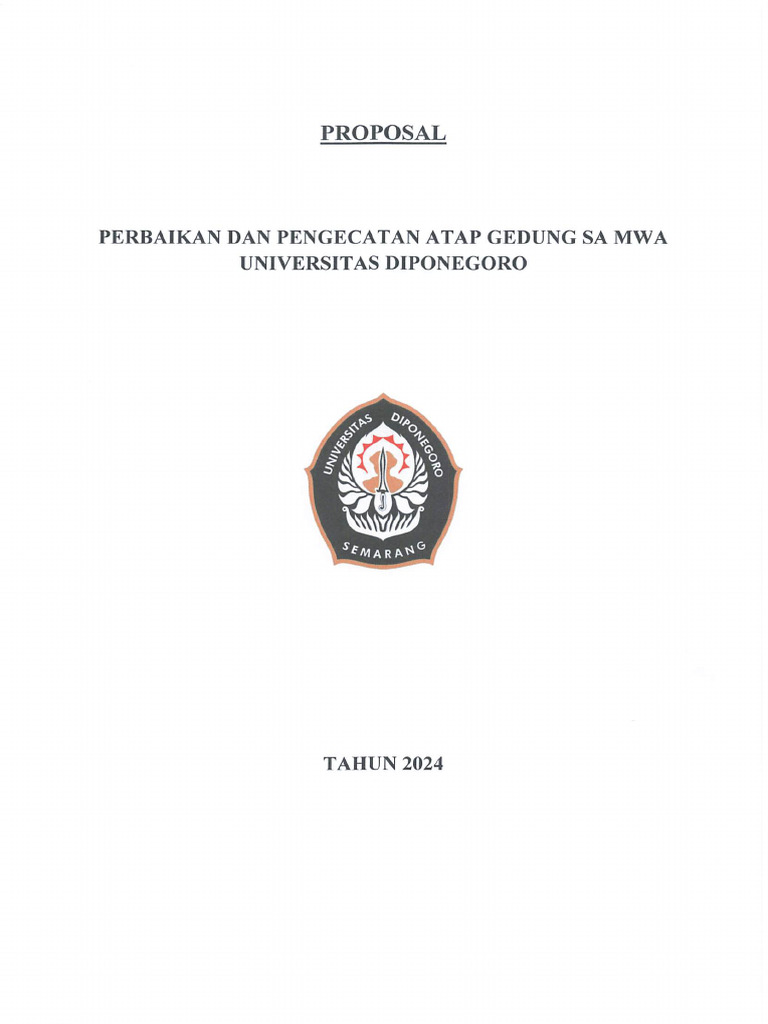 Proposal Perbaikan Dan Pengecatan Atap Gedung SA MWA | PDF