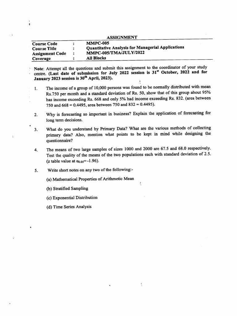 MMPC-05 HW 2022-29 | PDF