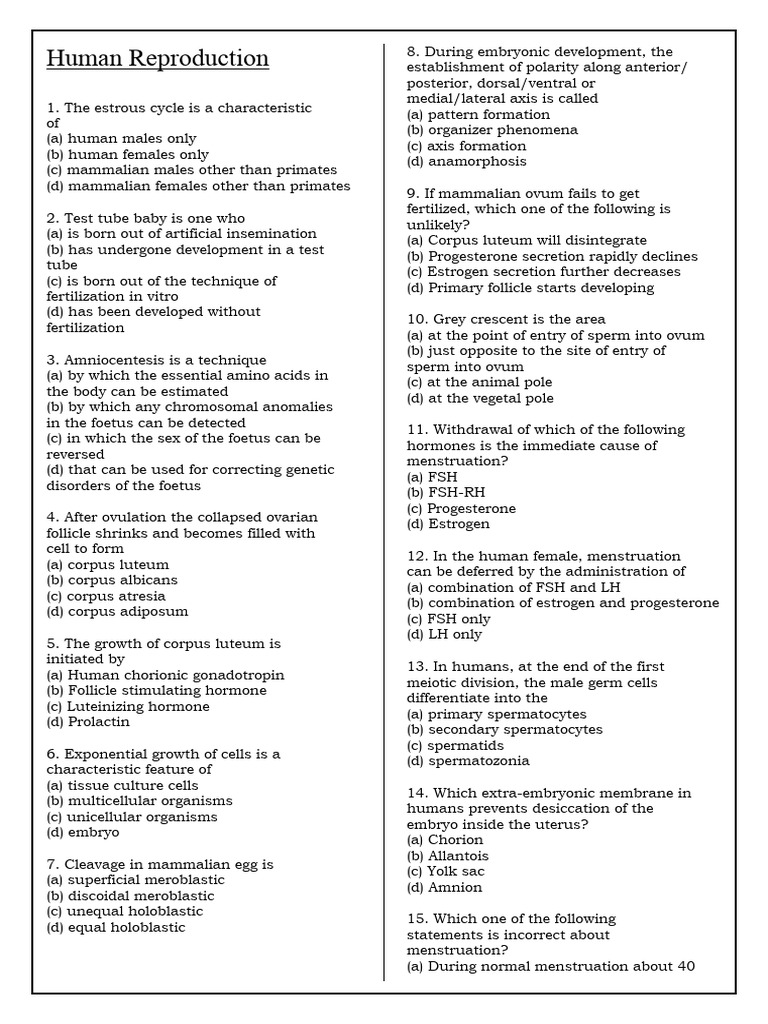 Human Reproduction | PDF | Menstrual Cycle | Ovary