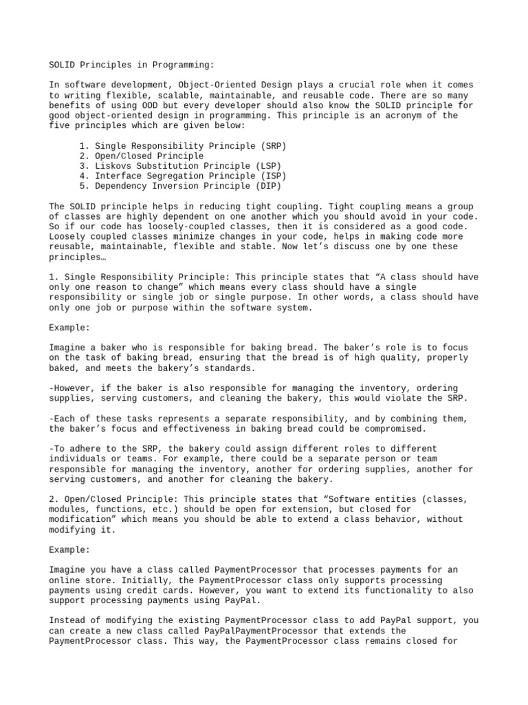 SOLID Principles in Programming | PDF | Interface (Computing) | Class ... SOLID Principles in Programming | PDF | Interface (Computing) | Class ...