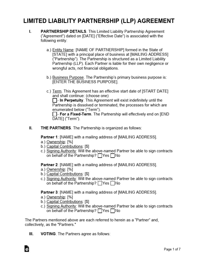 LLP Format Partnership | PDF | Partnership | Limited Liability Partnership