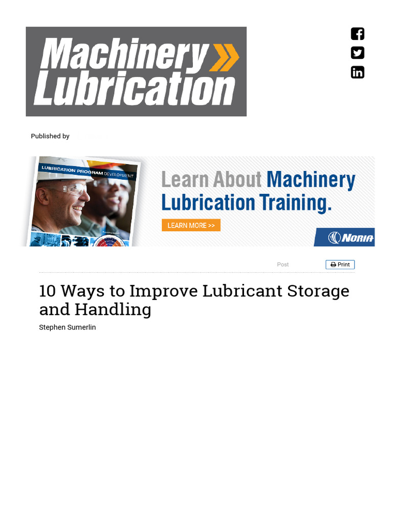 39.10.10 Ways To Improve Lubricant Storage and Handling - Machinery Lubrication | PDF ...