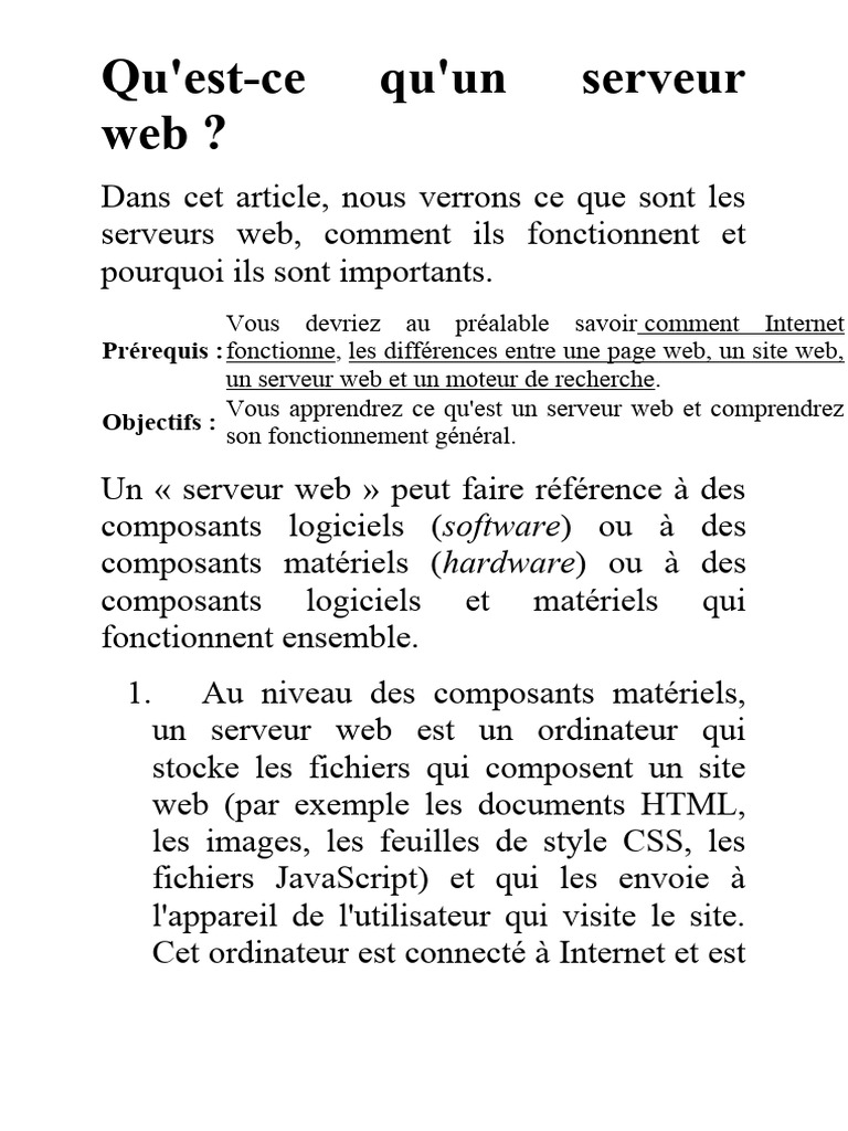 Comprendre le serveur web et son rôle | PDF | Internet | Internet et Web