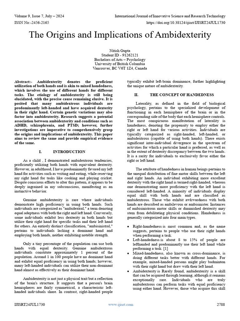 Origins and Impact of Ambidexterity | PDF | Handedness | Lateralization ...