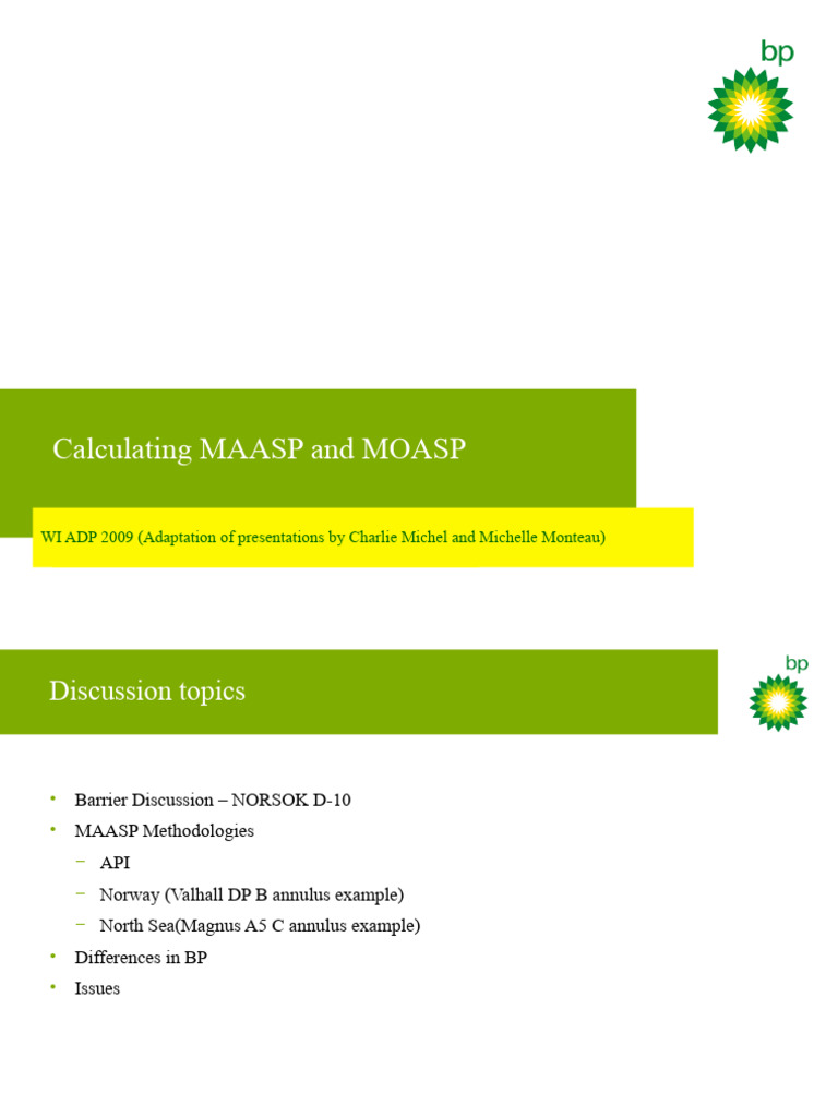 MAASP and MOASP Calculations | PDF | Casing (Borehole) | Mechanical ...