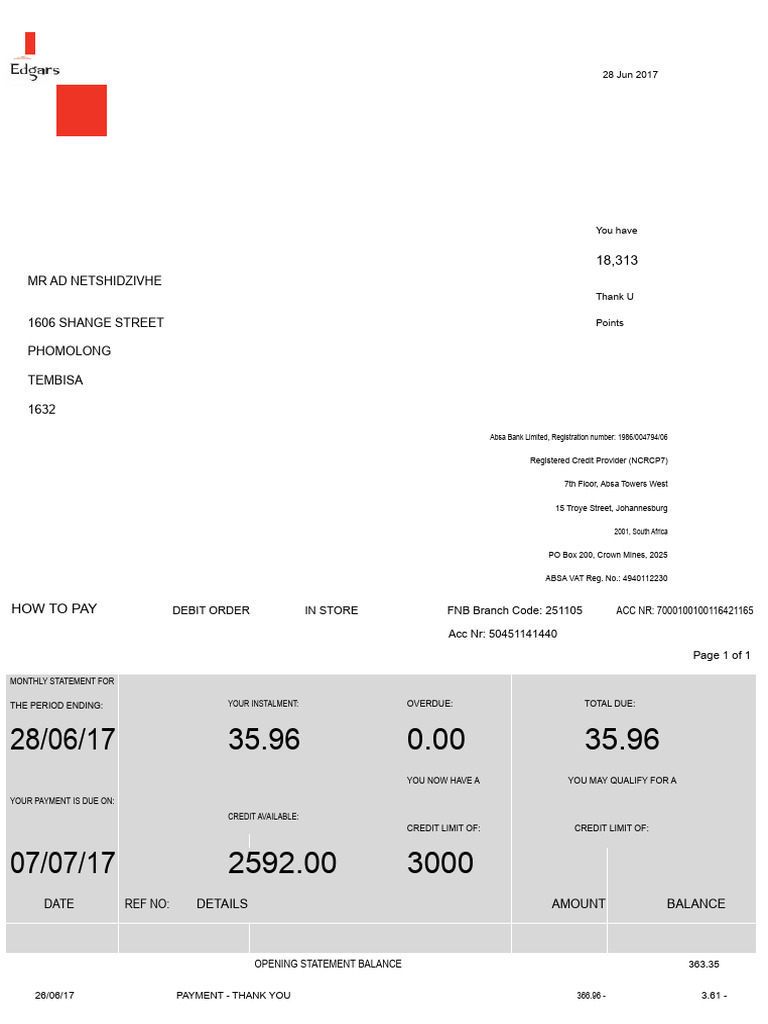 Edgars Proof | PDF | Credit Card | Payments