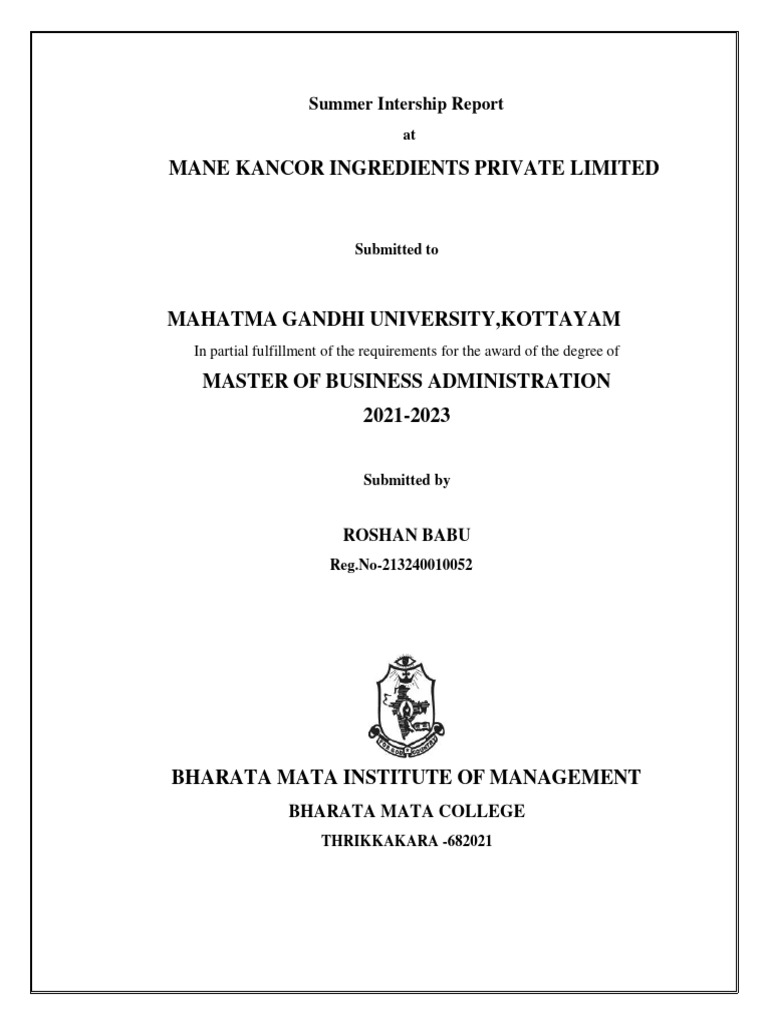 Mane Kancor Internship Insights | PDF | Spice | Indian Cuisine