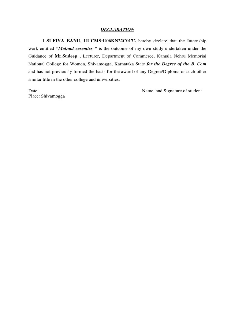 Declaration | PDF | Behavior Modification | Educational Stages