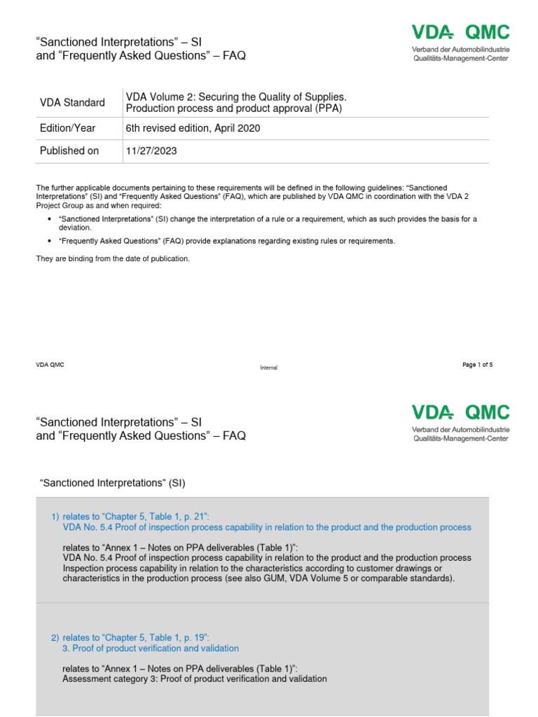 FAQs VDA-Band-2 2020 v06 EN 2023Dec 附件2 | PDF | Faq