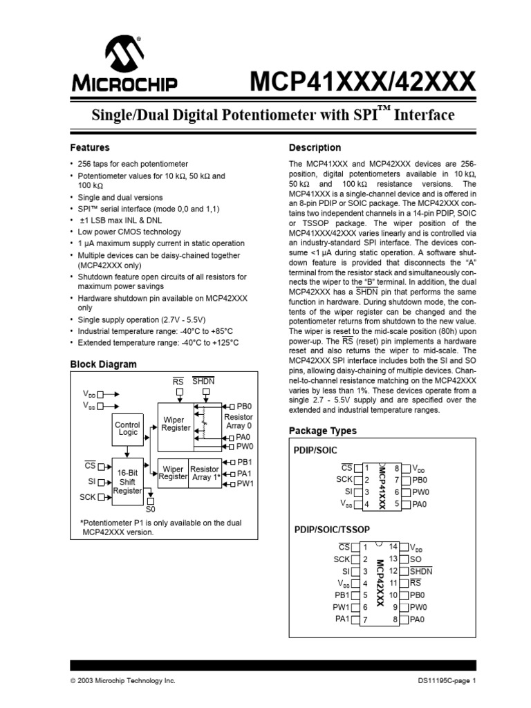 MCP41010 10K Pot | PDF | Computing | Electronic Engineering