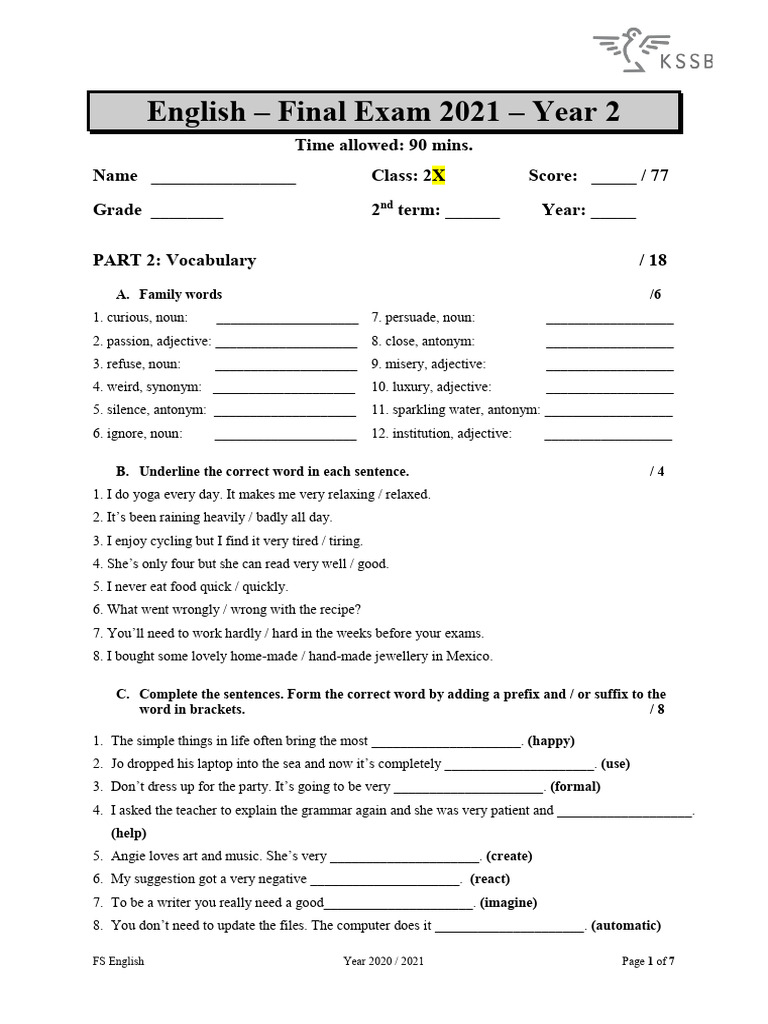 Year 2 Final Exam 2021 (1) | PDF | Semantics | Semantic Units